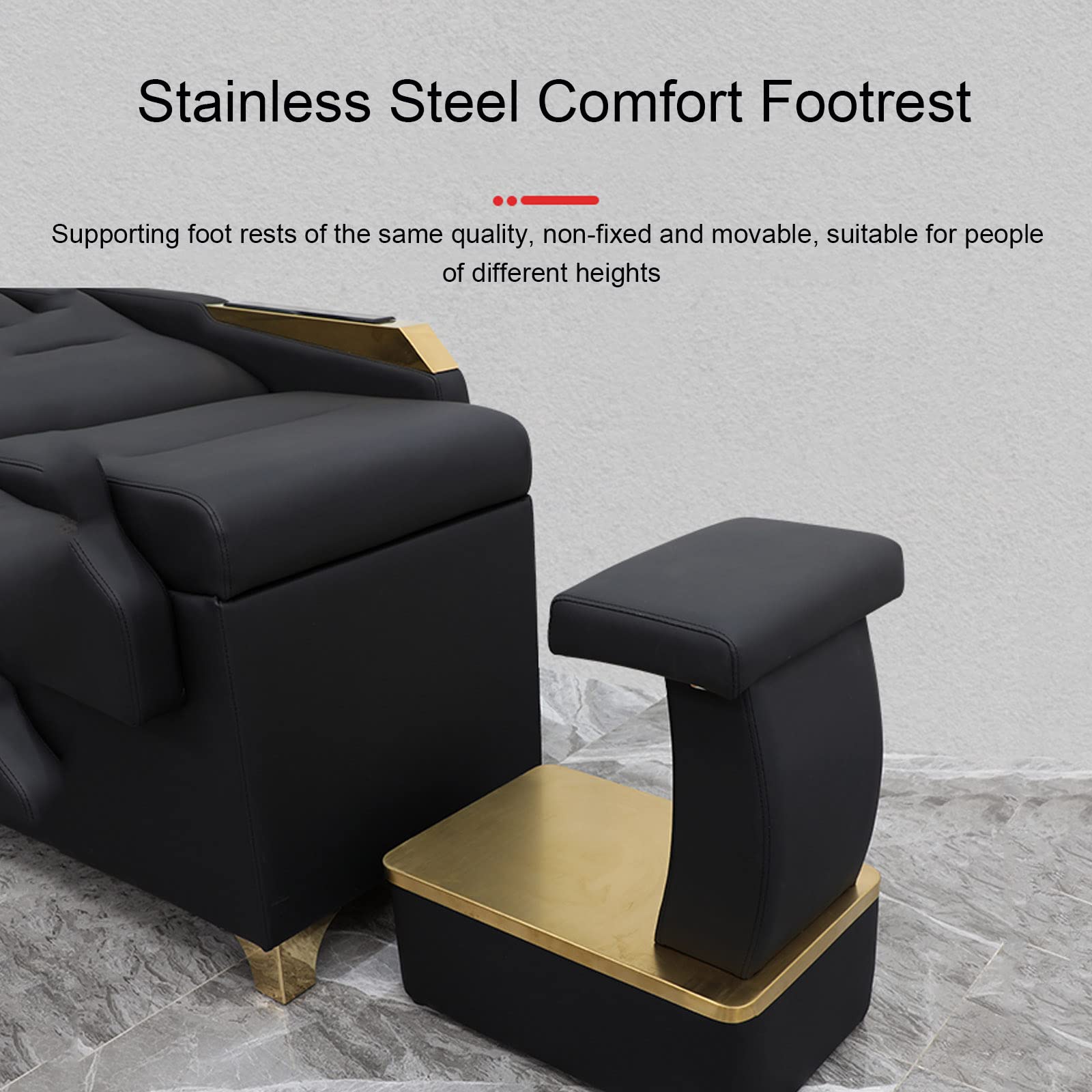 ReligWan High-end semi-Lying Shampoo Bed,Shampoo Barber Backwash Chair, Ceramic Shampoo Bowl Sink Chair, for Spa Beauty Salon Equipment (B)
