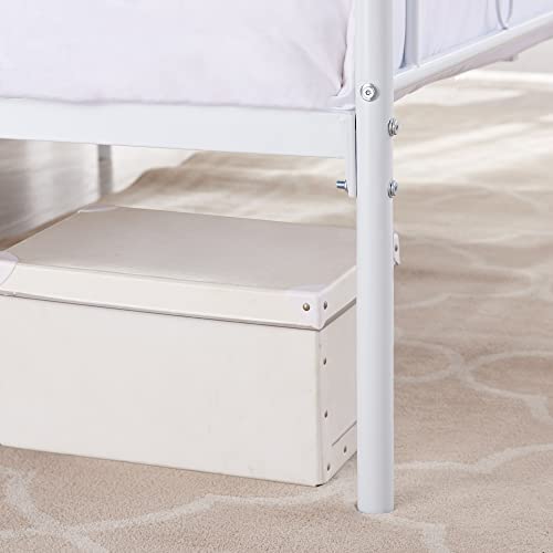 VECELO 14" Full Size White Metal Platform Bed Frame with Headboard,Premium Steel Slat Support/No Box Spring Needed/Noise-Free/Easy Assembly