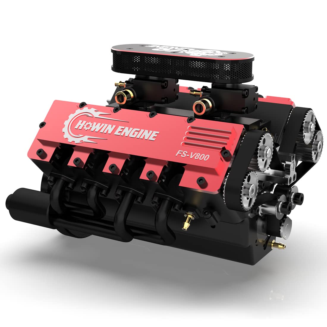 MAYS 8 Cylinder Engine Kit Mini V8 Model, TOYAN HOWIN FS-V800 1/10 Four-Stroke Water-Cooled Nitro Model for RC Car Boat Physics Science DIY Toy Kids & Adults - Version, 12.34 x 3.2 x 12.73cm