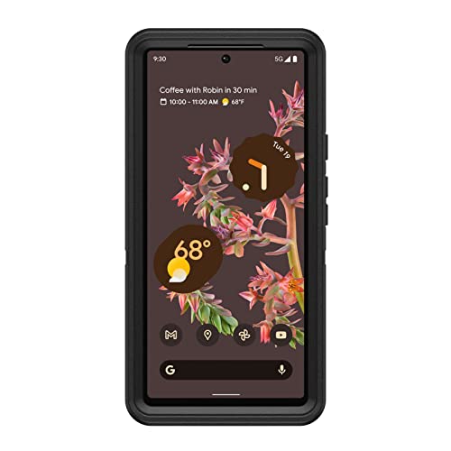 OtterBox Pixel 6 Defender Series Case - BLACK, rugged & durable, with port protection, includes holster clip kickstand