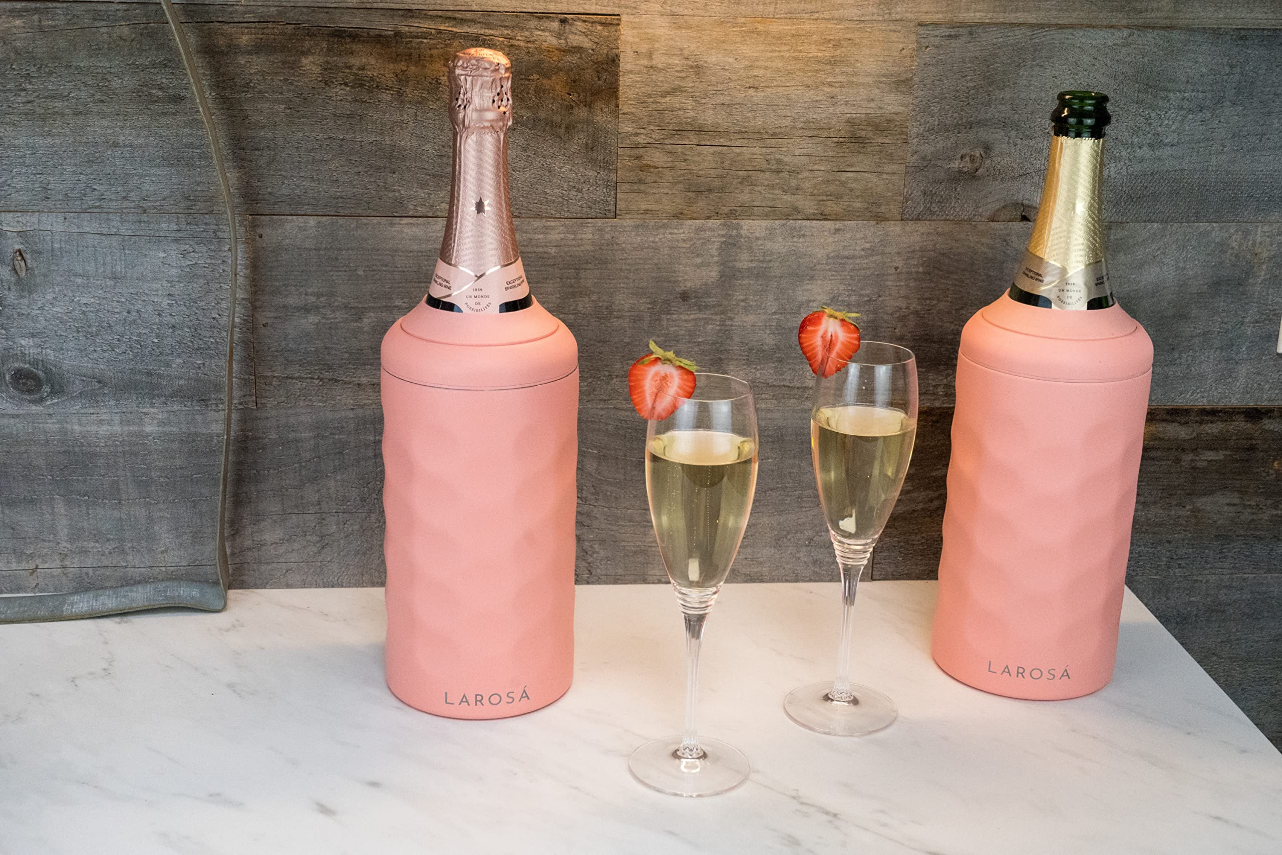 LAROSÁ Gift Set - Wine Chiller with 2 Stemless Wine Tumblers - Unique Gift Ideas for Wine & Champagne Enthusiasts - Wine Bottle Chiller Gift Set - Powder Coated & Double Walled Stainless Steel