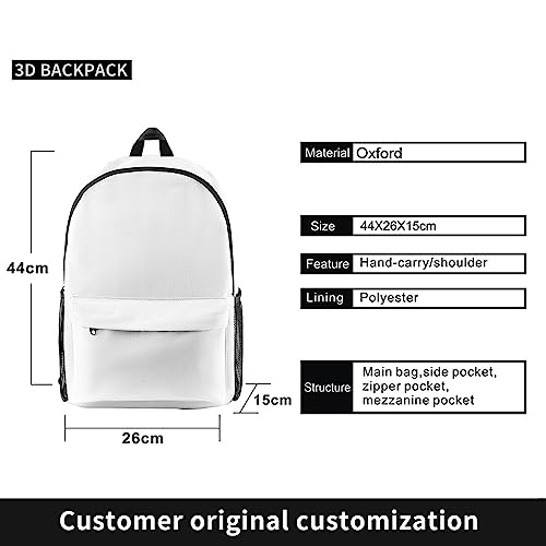 JayDaYoungan Backpack Unisex Shoulders Bag Fashion 3D Printing Casual Daypack Travel Bags (C)