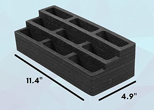 Polar Whale 2 Compact Organizer 3-Tier Stands Premium Durable Black Foam Tray Washable Waterproof Insert Storage for Home Bathroom Bedroom Cosmetic 11.4 x 4.9 x 3 Inches 9 Compartments