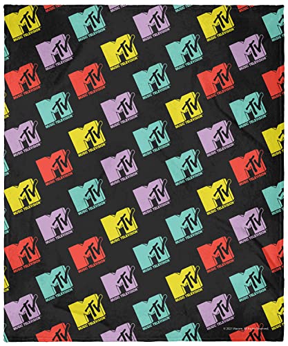 MTV Music Television Retro Toss Iconic 80's Logo Plush Fleece Throw Blanket Wall Scroll