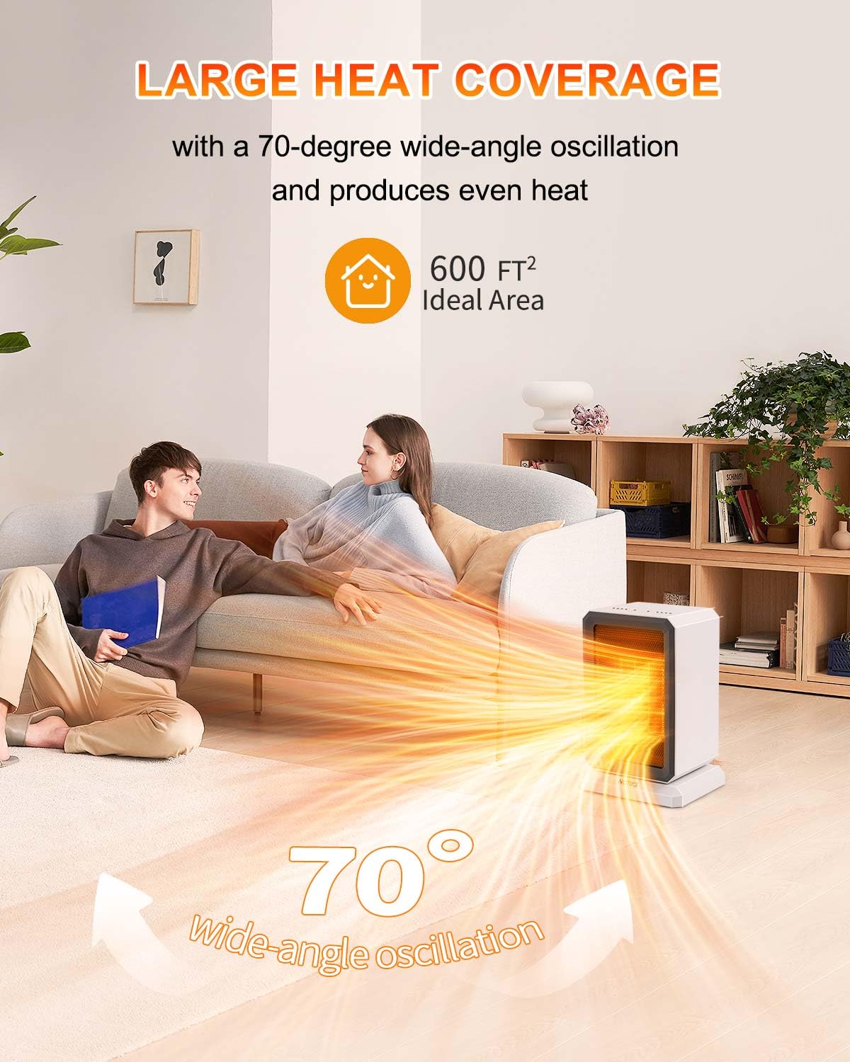 NOTIKS space Heaters,1500W Indoor Electric Heater with Oscillation,4 Modes Heating,PTC Fast Safety Heating Ceramic Desk Heater, Portable Heater with Timer for Office Bathroom Bedroom(Black)