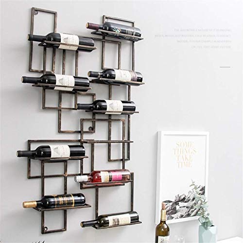 Stylish Simplicity 108Cm Wall Mounted Wine Bottles Holder,Metal Iron Wall Wine Bottle Rack Organizer,Holder 10 Bottles, PIBM, Bronzy
