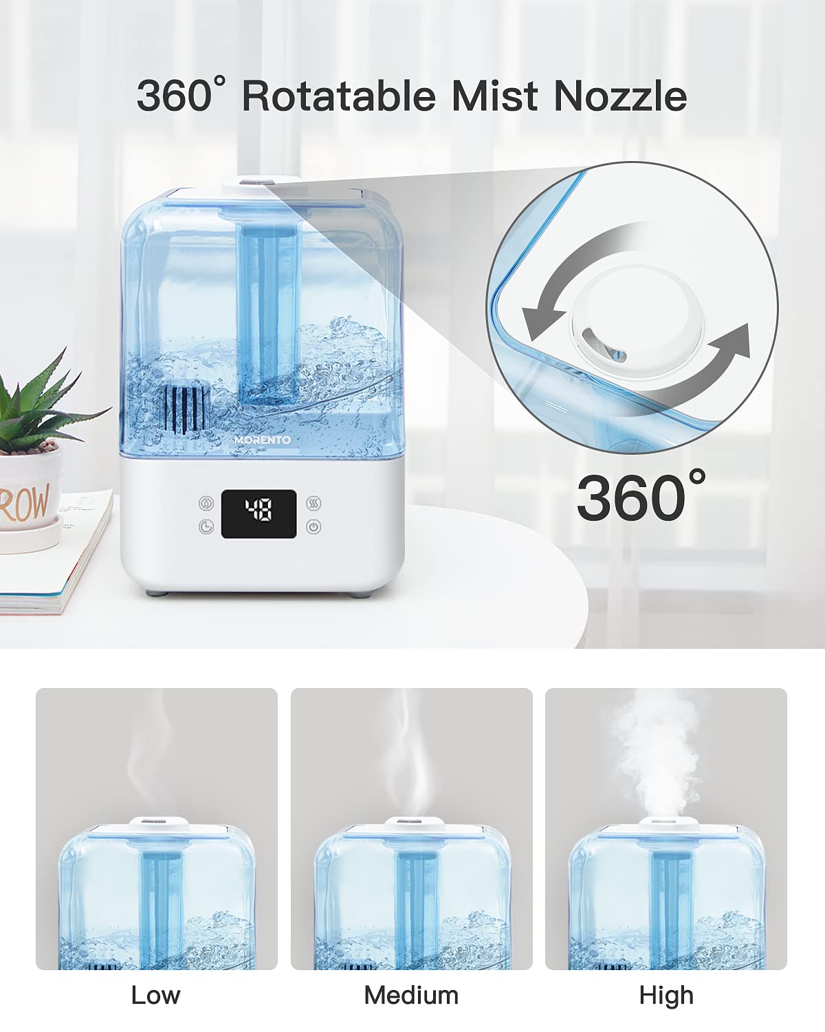 MORENTO HY4866 Air Purifiers for Large Room 4.5L Humidifier, White