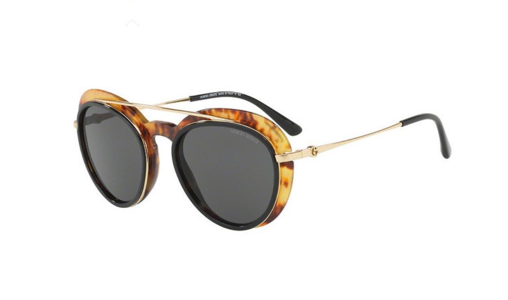 GIORGIO ARMANI AR6055F - 302187 Sunglasses Gold/Black/Amber w/Grey Lens 54mm