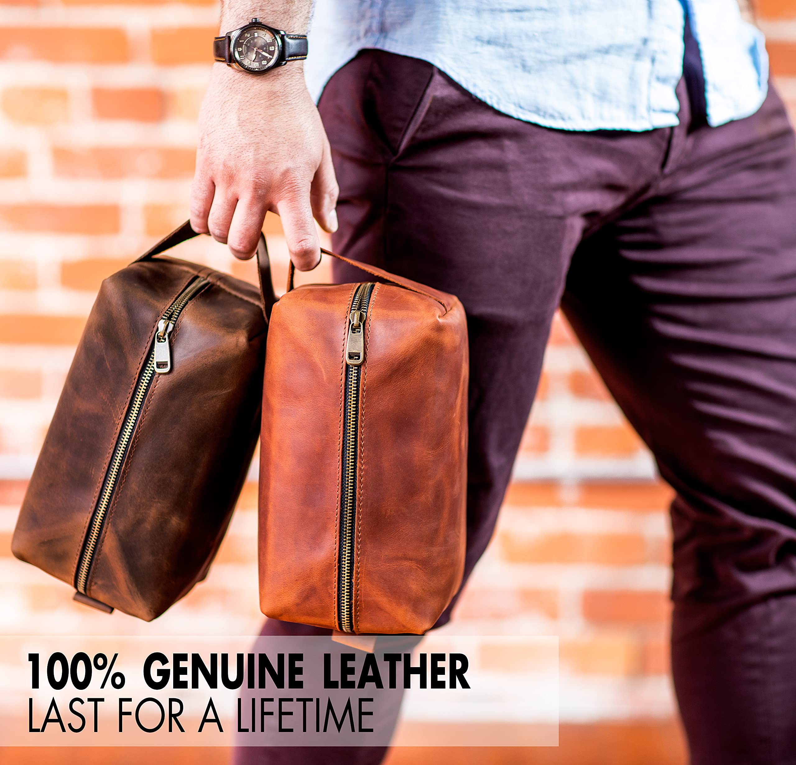 Personalized Leather Dopp Kit For Men β Unique Anniversary Gift, Birthday Gift, Father & Groomsmen Gift β Mens Handcrafted Travel Bag for Toiletries, Shaving & Grooming Kit β Toiletry Bag Made in USA