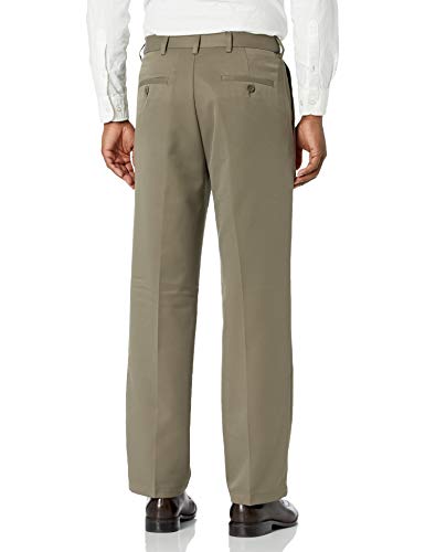 Haggar mens Cool 18 Hidden Expandable-waist Pleat-front dress pants, Bark, 44W x 34L US