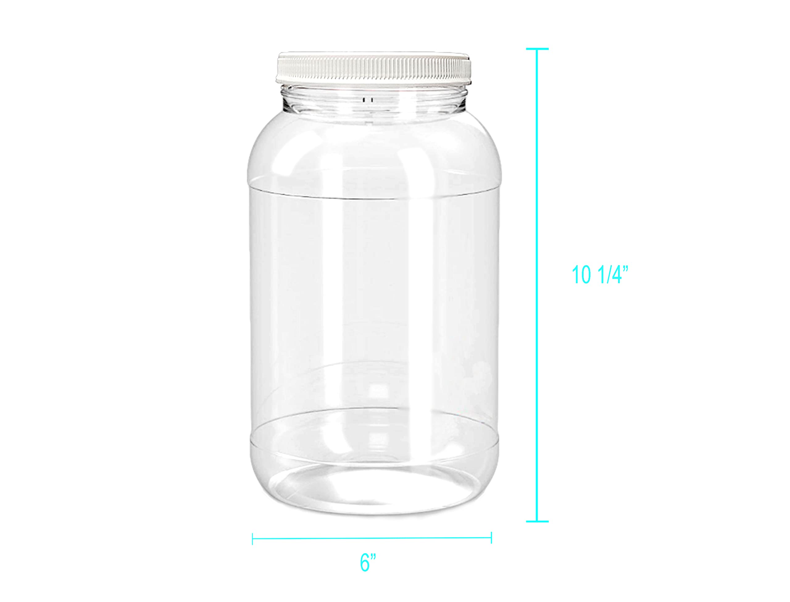 ljdeals 1 Gallon Clear Plastic Jars with Lids, Wide Mouth Storage Containers, Pack of 2, BPA Free, Food Safe, made in USA