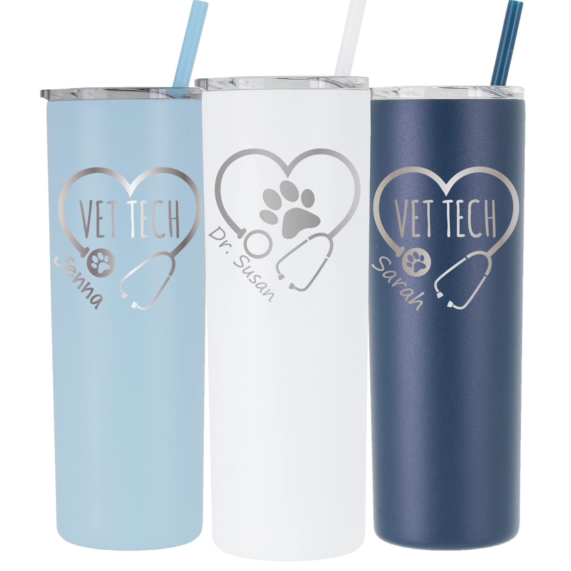 Personalized Veterinarian Laser Engraved 20 oz Tumbler with Straw, Vet Tech, Vet Gift, Vet Tech Gift, Vet Assistant