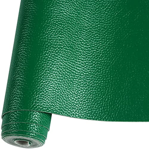 Solid Color Green Faux Leather 10 "X53" (25cmX135cm), Faux Leather Sheets Roll Very Suitable for Making Crafts, Leather Earrings, Bows,Sewing (Green)
