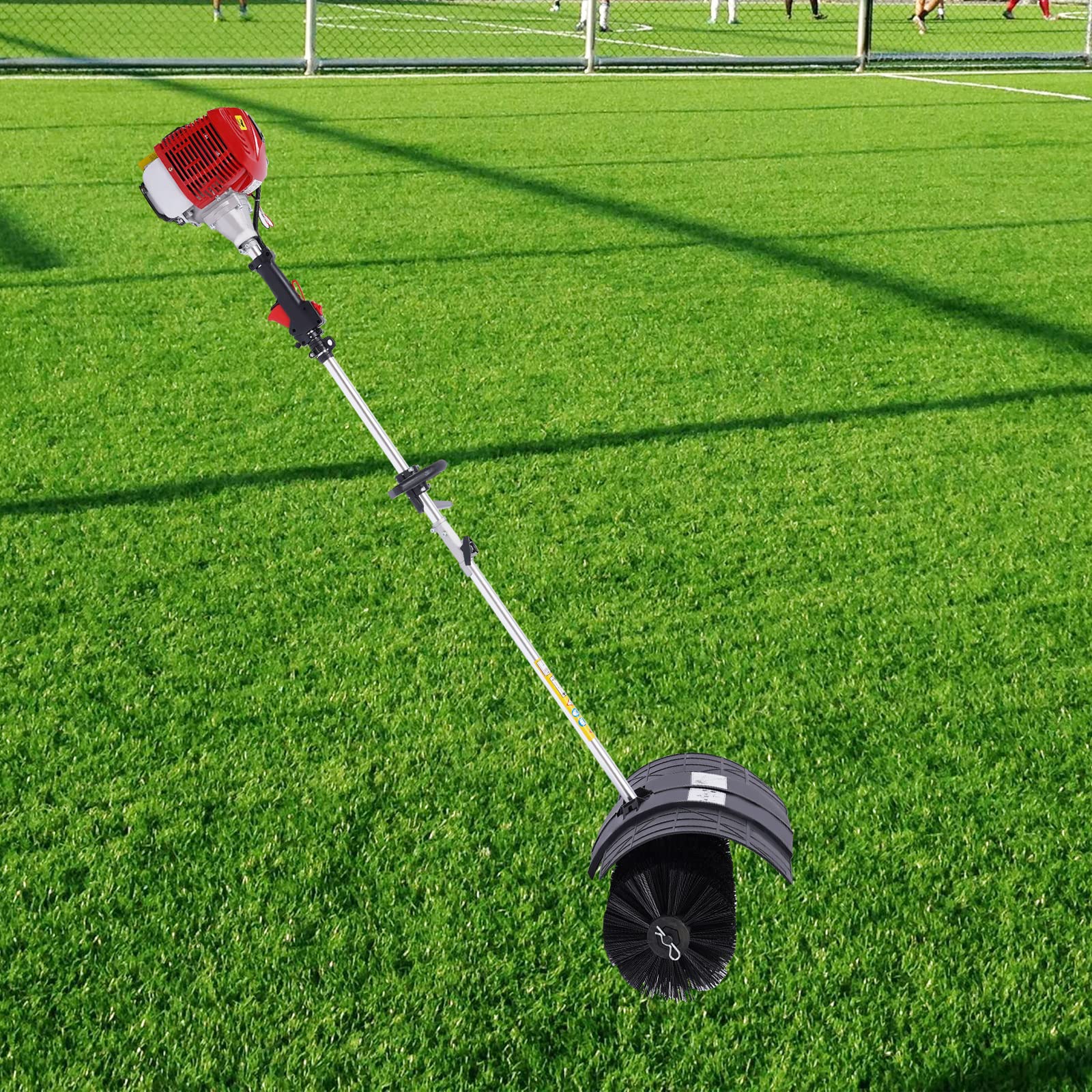 Outdoor Hand Held Broom,2.3HP 52cc Gas Power Broom Walk Behind Sweeper Power Brush Sweeper Cleaning Sweeping Machine,Cleaning Driveway Tools Sweeping Broom for Turf Lawns Artificial Grass(US Stock)