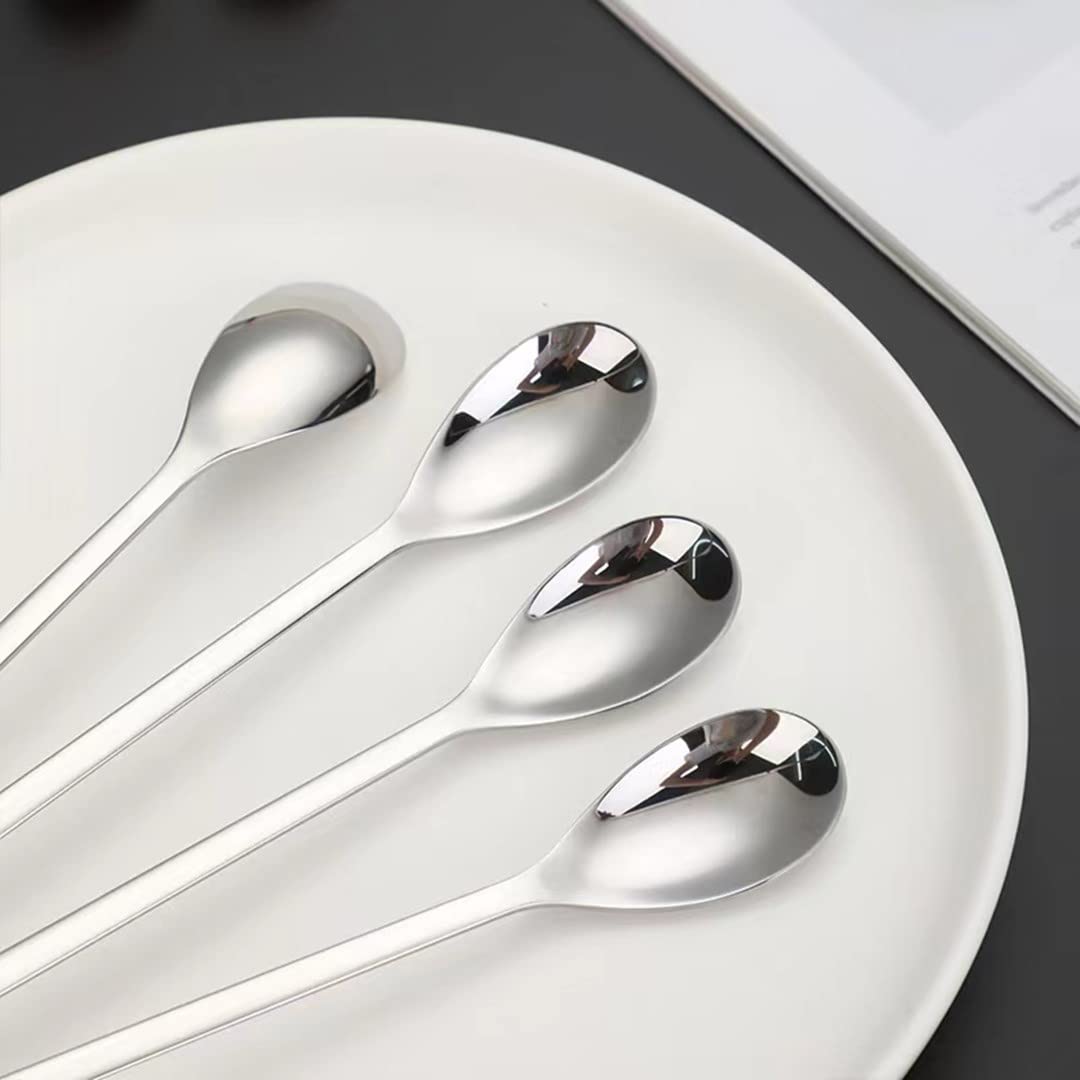 Long Handle Spoons,8-inch Ice Tea Spoon, Coffee Stirrers,Ice Cream Spoon, AXIAOLU Premium 18/10 Stainless Steel Cocktail Stirring Spoons, Set of 4 Silverā¦