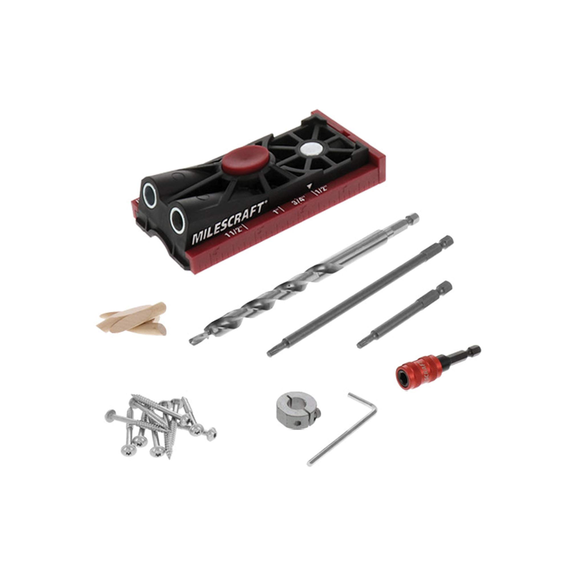 Milescraft 7336 Pocket Jig 200XCJ - Pocket Hole Bundle with Double Barrel Pocket Hole Jig, Single Barrel Pocket Hole jig, 2" Face Clamp, And Accessories Needed With Any Pocket Hole Project