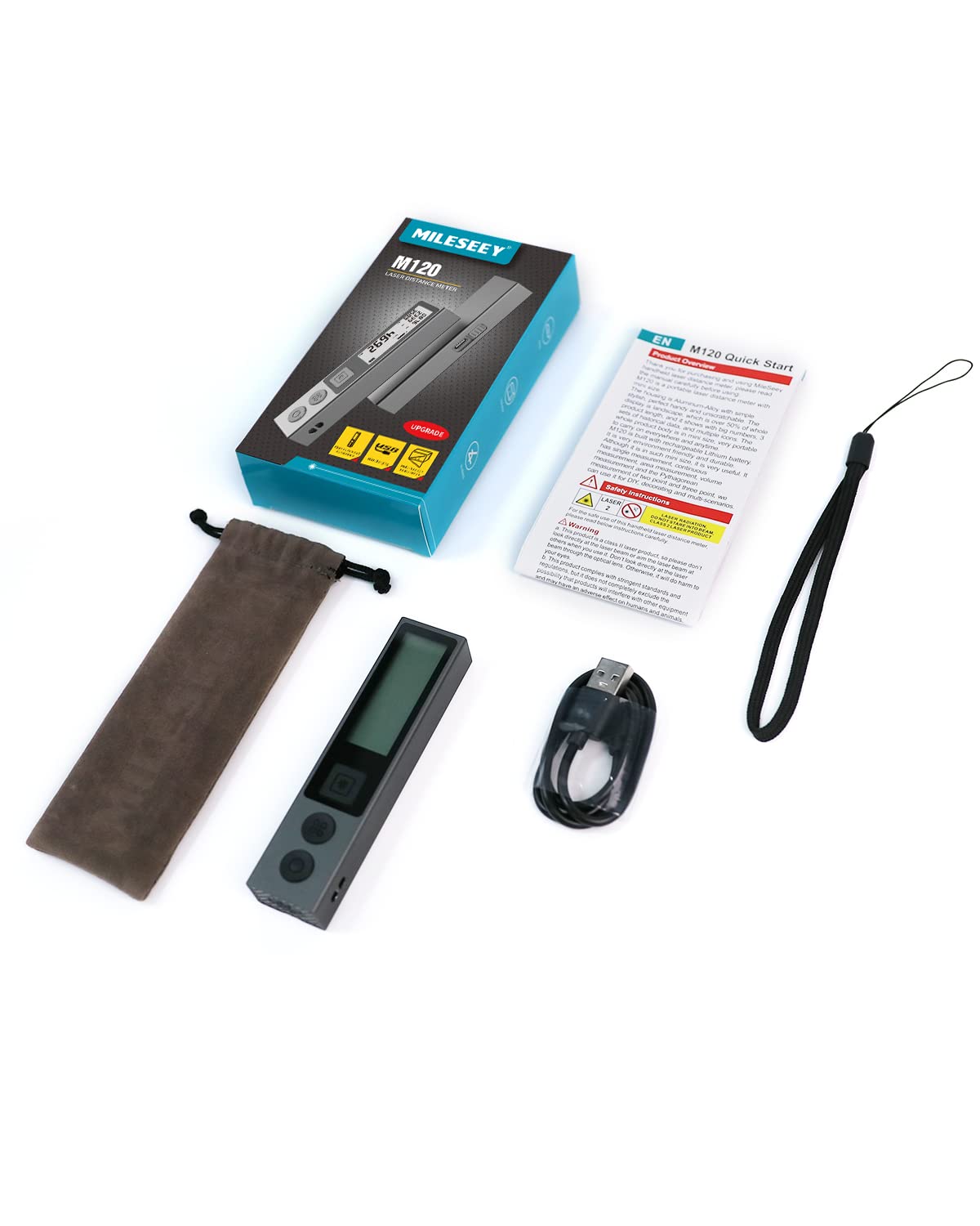 MiLESEEY Laser Measure,Mini Portable Laser Measurement Tool with Alloy Housing Design,Rechargeable,Backlit Display,M/in/Ft Unit Switching,Pythagorean Mode, Measure Distance, Area and Volume (98 Feet)