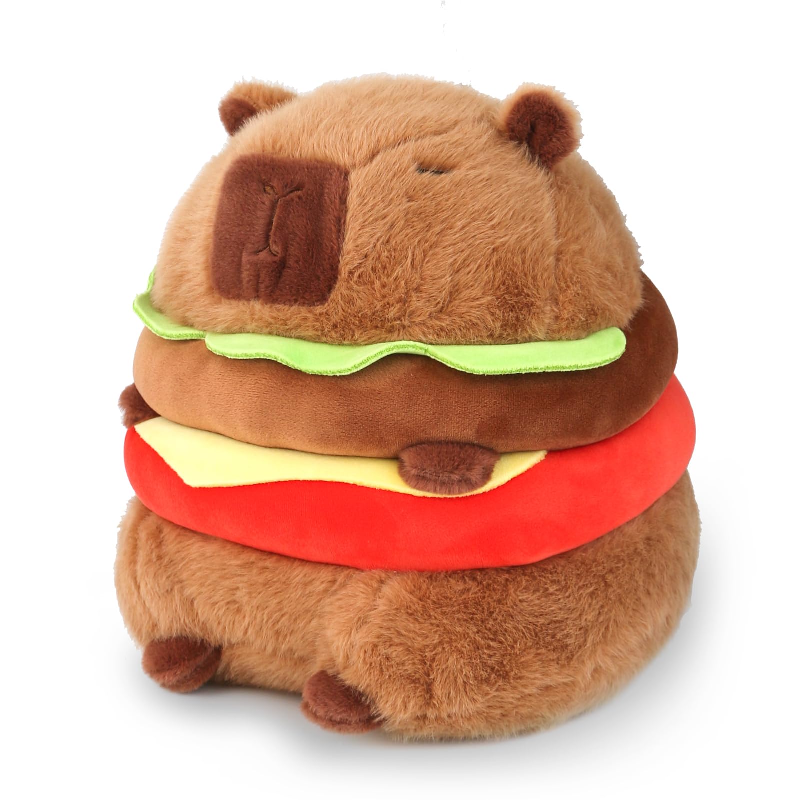 Riuhot Cute Hamburg Capybara Plush Pillows Soft Capybara Stuffed Animals Capybara Plushie Birthday Christmas Valentine's Day Gift for Kids(7.87in)