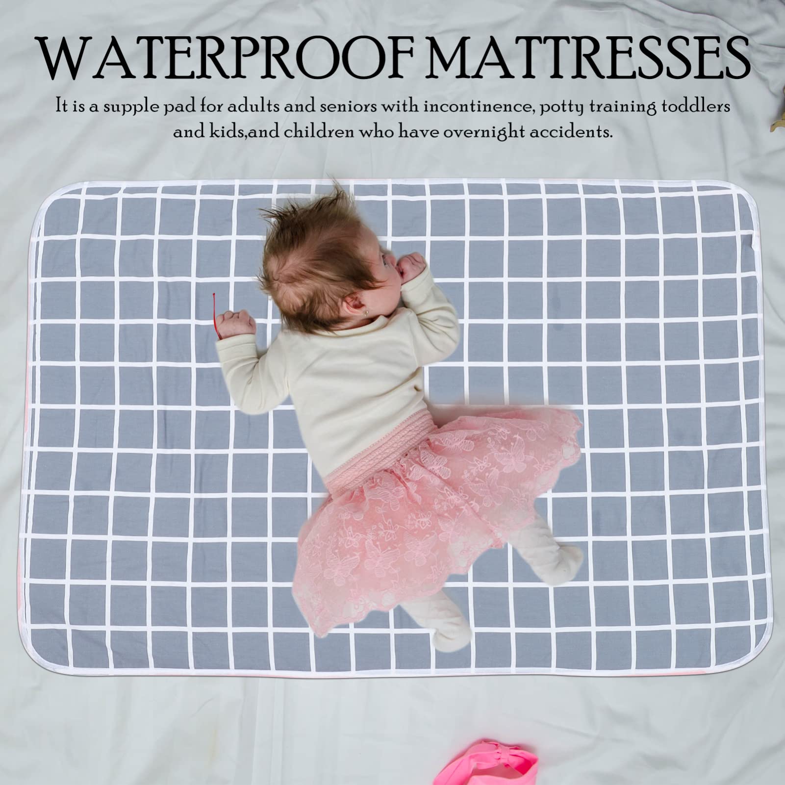 Reusable Bed Pads Incontinence Bed Pads Mattress Chair Covers for Bed Wetting Elderly Dogs Sheet Protector Grey Reusable Underpads