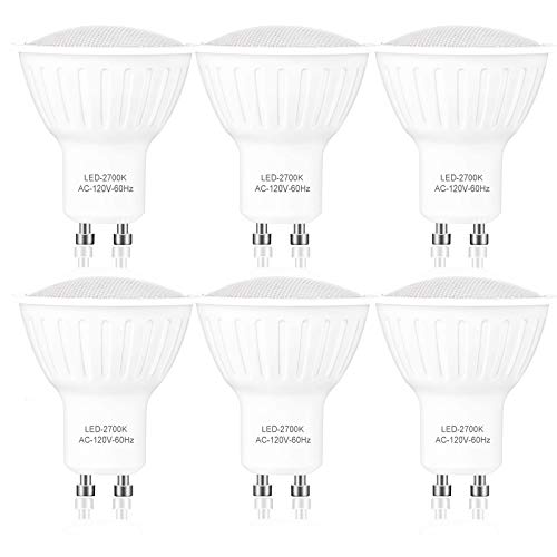 GU10 LED Bulbs Dimmable 7W - Warm White 2700K,Recessed Light Bulb(65W Halogen Bulb Equivalent),MR16 Shape,120°Angle BeamSmall Flood Light Bulbs Indoor Track Lighting Lamp - 6 Pack