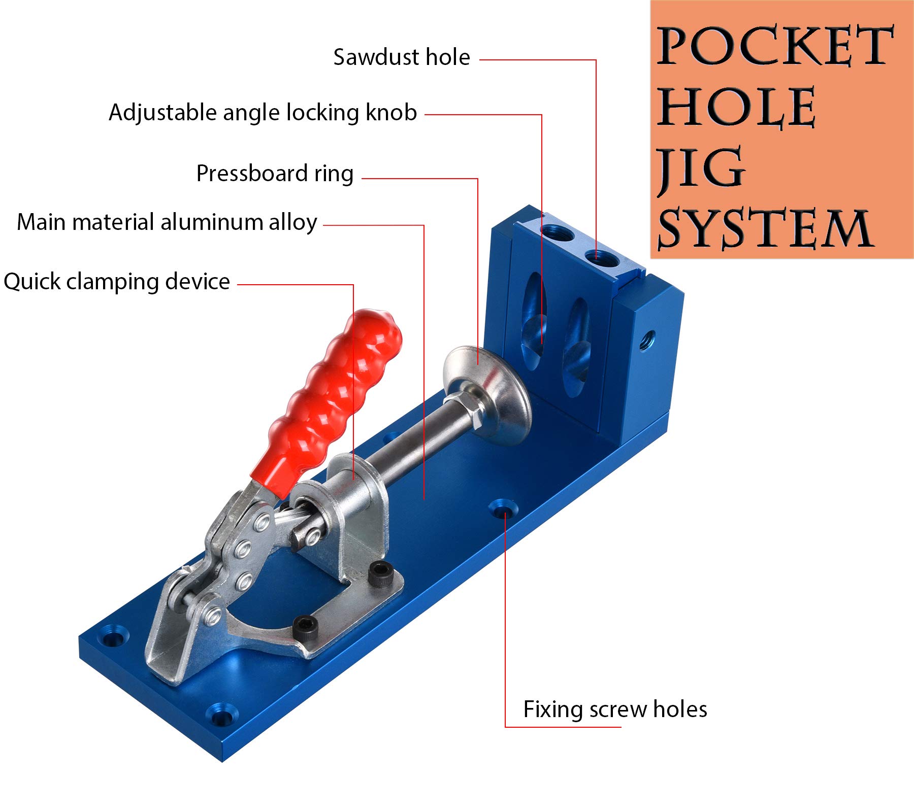 Pocket Hole Jig Kit Dowel Drill Joinery Screw Kit All-In-One Aluminum System Set Jig Wood Woodwork Guides Joint Angle Tool Carpentry Locator