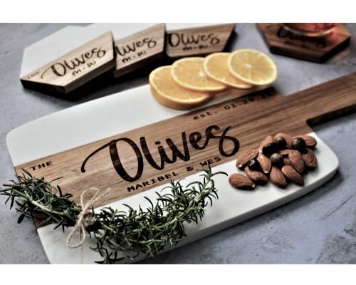 Personalized Marble and Wood Cutting Board Custom Cutting Board Charcuterie Board Christmas Anniversary Wedding Gift Bridal Shower Gift Engagement Gift Housewarming Gift