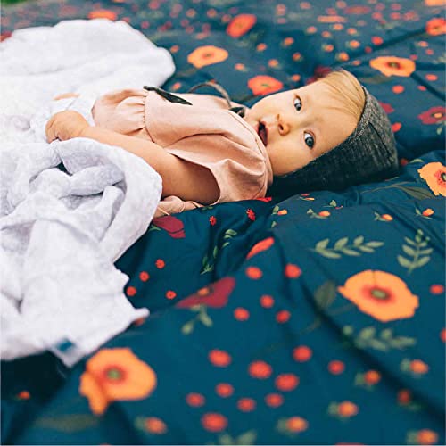Little Unicorn β Midnight Poppy Indoor/Outdoor Blanket | 100% Polyester | Water Resistant | Simple Clean | Wipeable Material | Easy to Carry | Babies and Toddlers | Machine Washable | 5β x 5β