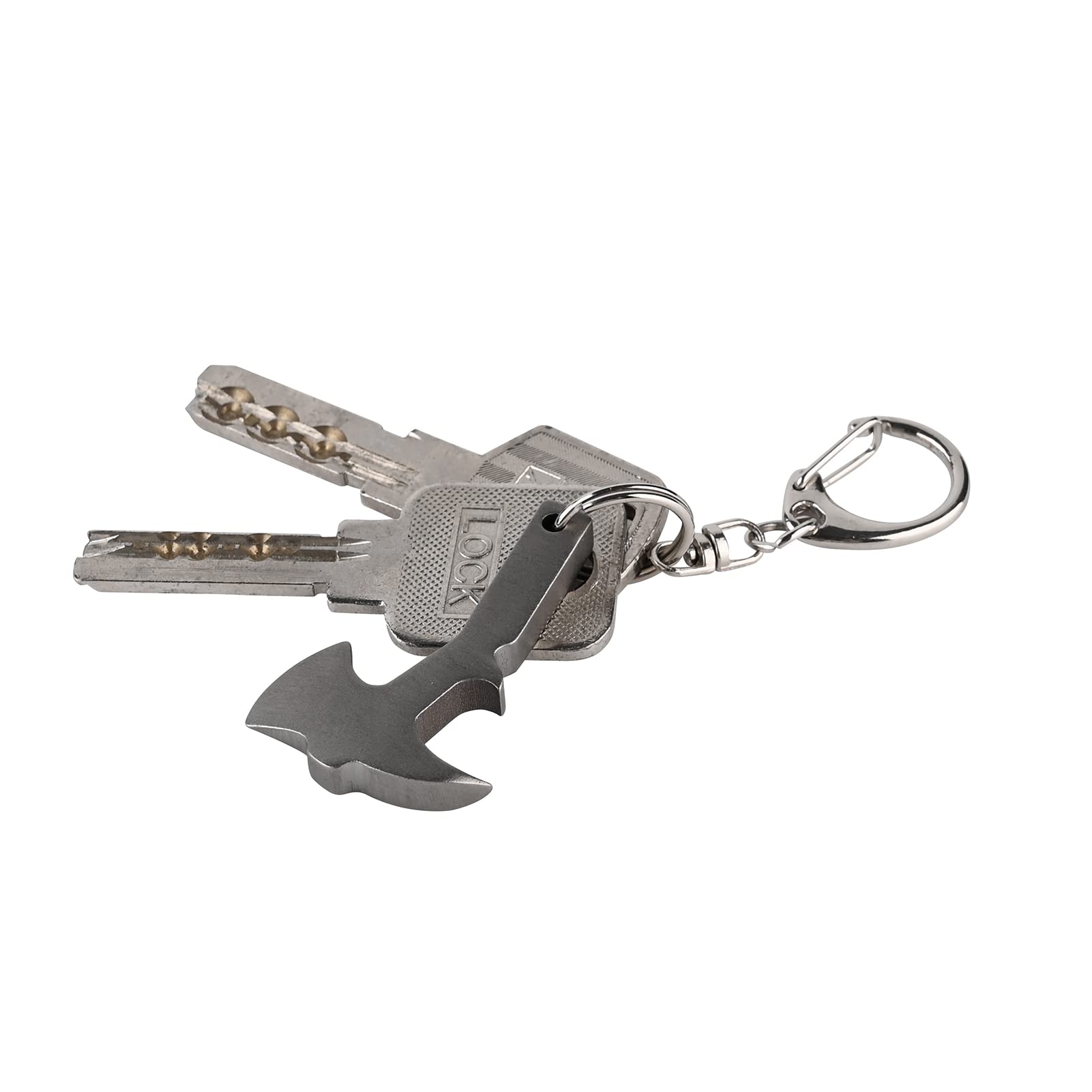 NBGDY Titanium Bottle Opener Keychain,Ultra light only 0.32 oz, axe shaped beer bottle opener, with stainless steel key ring(KPQ-1020