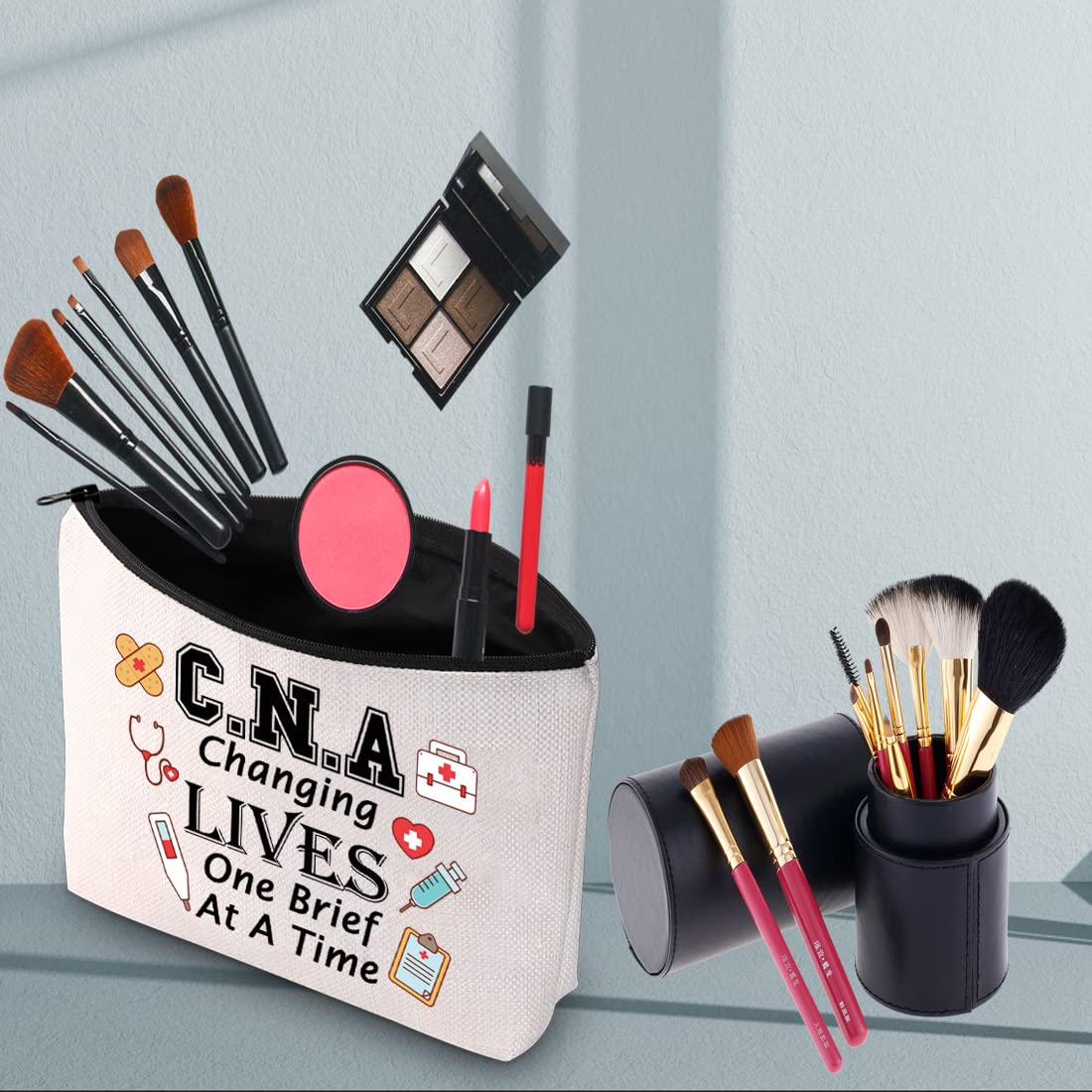 PWHAOO CNA Appreciation Gift CNA Graduation Gift CNA Changing Lives One Brief At A Time Makeup Bag (CNA Changing Lives B)