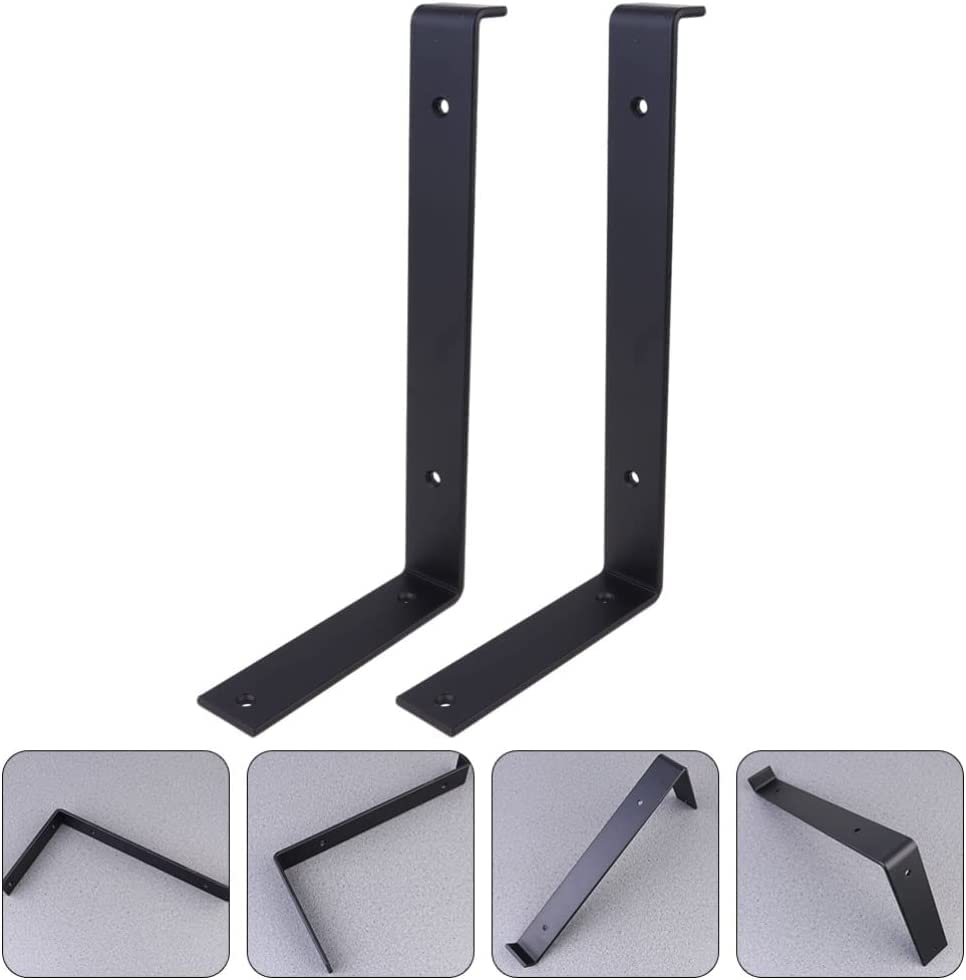 Shelf Brackets Wall Shelves 2pcs Iron Wall Bracket Heavy Duty Z-Shaped Load Bearing Frame Wall-Mounted Baffle Bracket Support for Floating Shelf Brackets Black 23cm