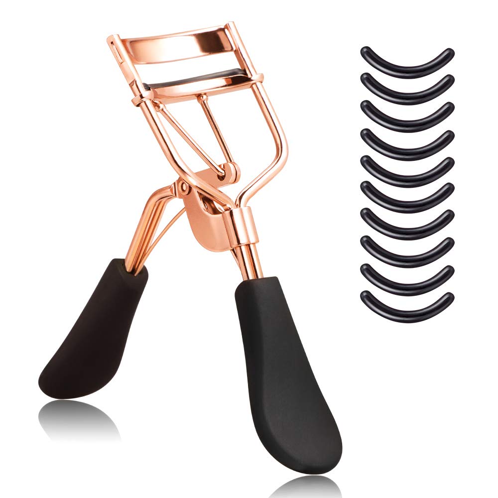 JDO Eyelash Curler with 10 Refill Pads & Spring Loaded for No Pinching or Pulling and Perfect for Those with Straight Flat Lashes Wanting Dramatic Long Lasting Seamless Curls