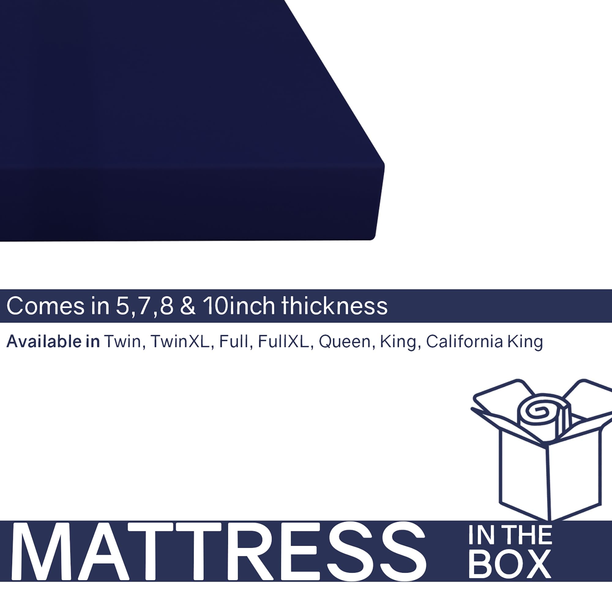 Treaton, 6-Inch Medium Firm Water-Resistance Foam Vinyl Mattress, Easy to Clean, Comfortable & Noise Free, 75" x 30", Blue