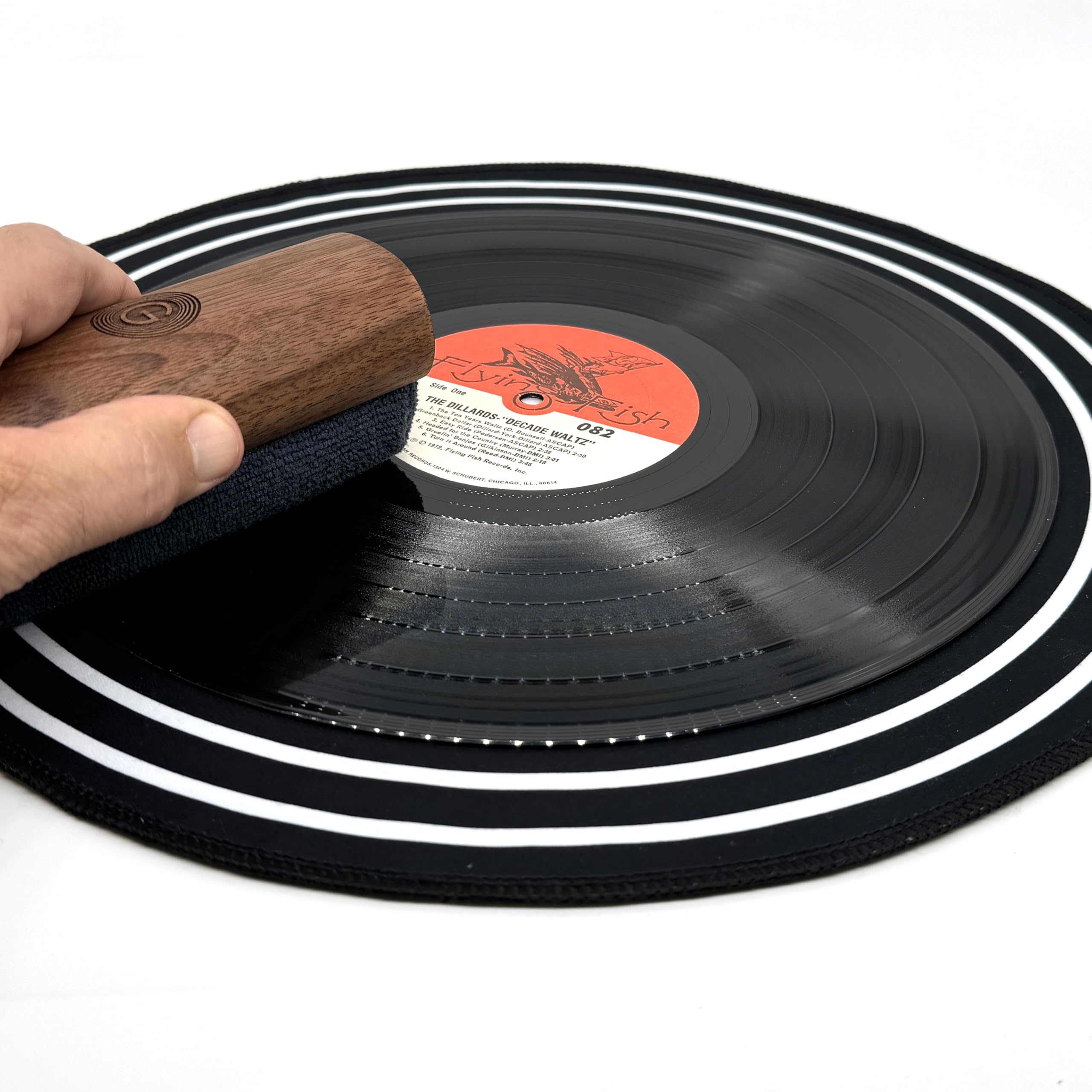 GrooveWasher Mondo Record & Stylus Care System | 9-in-1 Record Collection & Turntable Tool Kit, Vinyl Cleaning Kit Includes Beautiful Walnut Handle, a Display Solution + Record & Stylus Cleaner Fluid