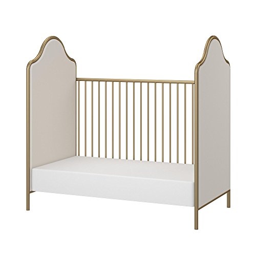 Little Seeds Piper Upholstered Metal Crib, Gold