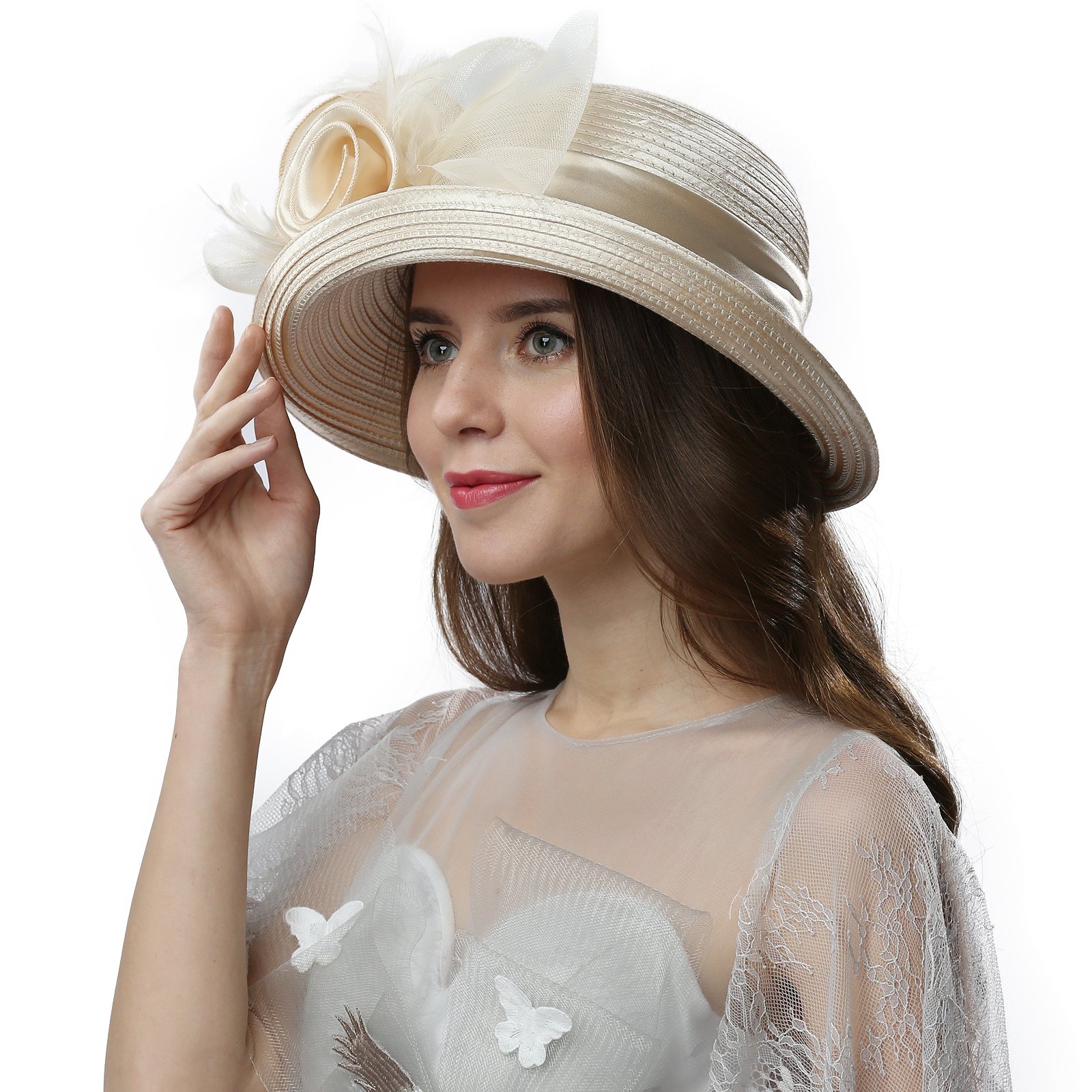 Original One Women's Classic Cloche Church Hat for Derby Day Kentucky Horse Racing (White)