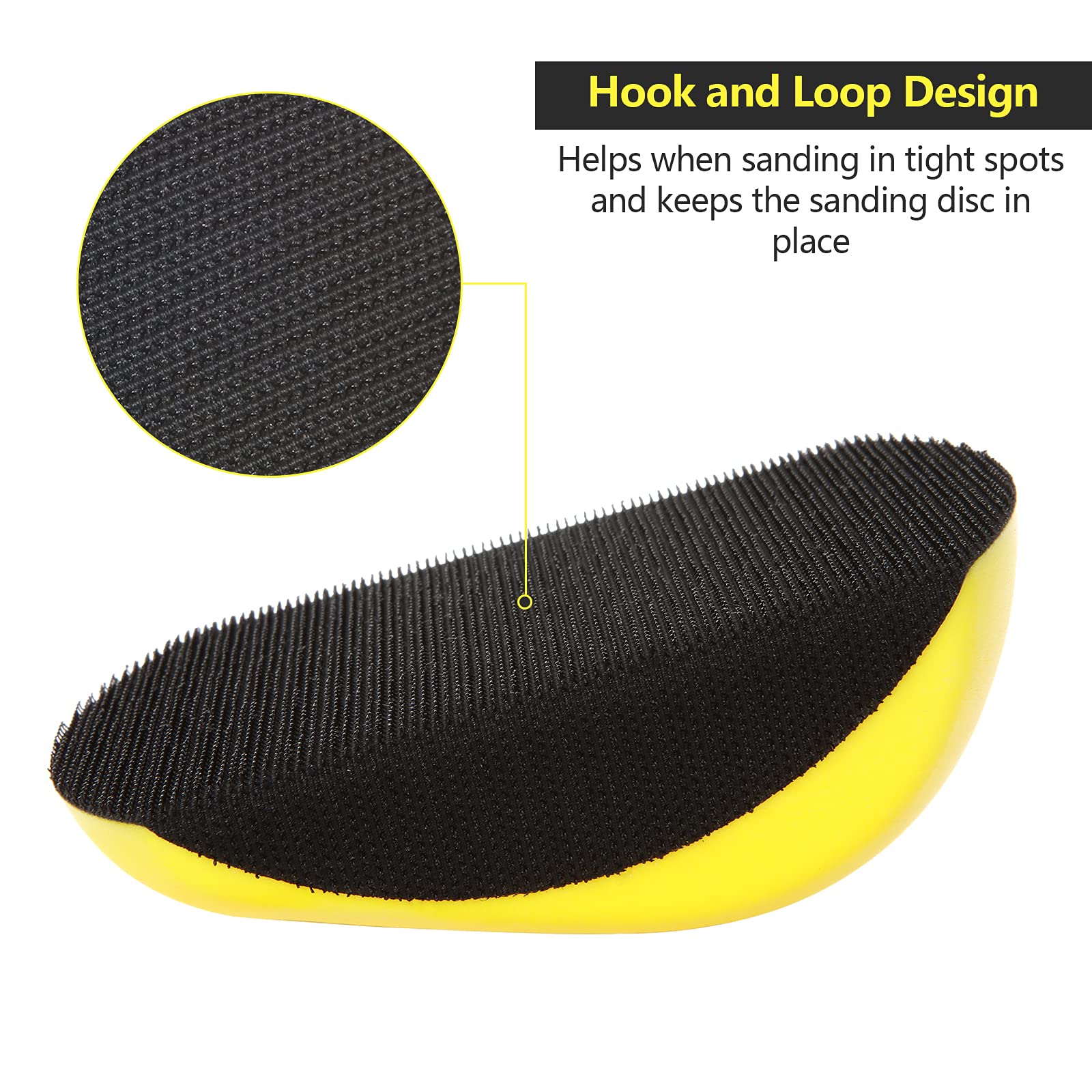 MIVIDE 4 PCS 5 inch Hook and Loop Hand Sanding Block, Round Mouse-Shaped Nano Gray Bottom for 5 Inch Hook and Loop Discs Ideal for Woodworking, Furniture Restoration, Automotive Body Arts and Crafts