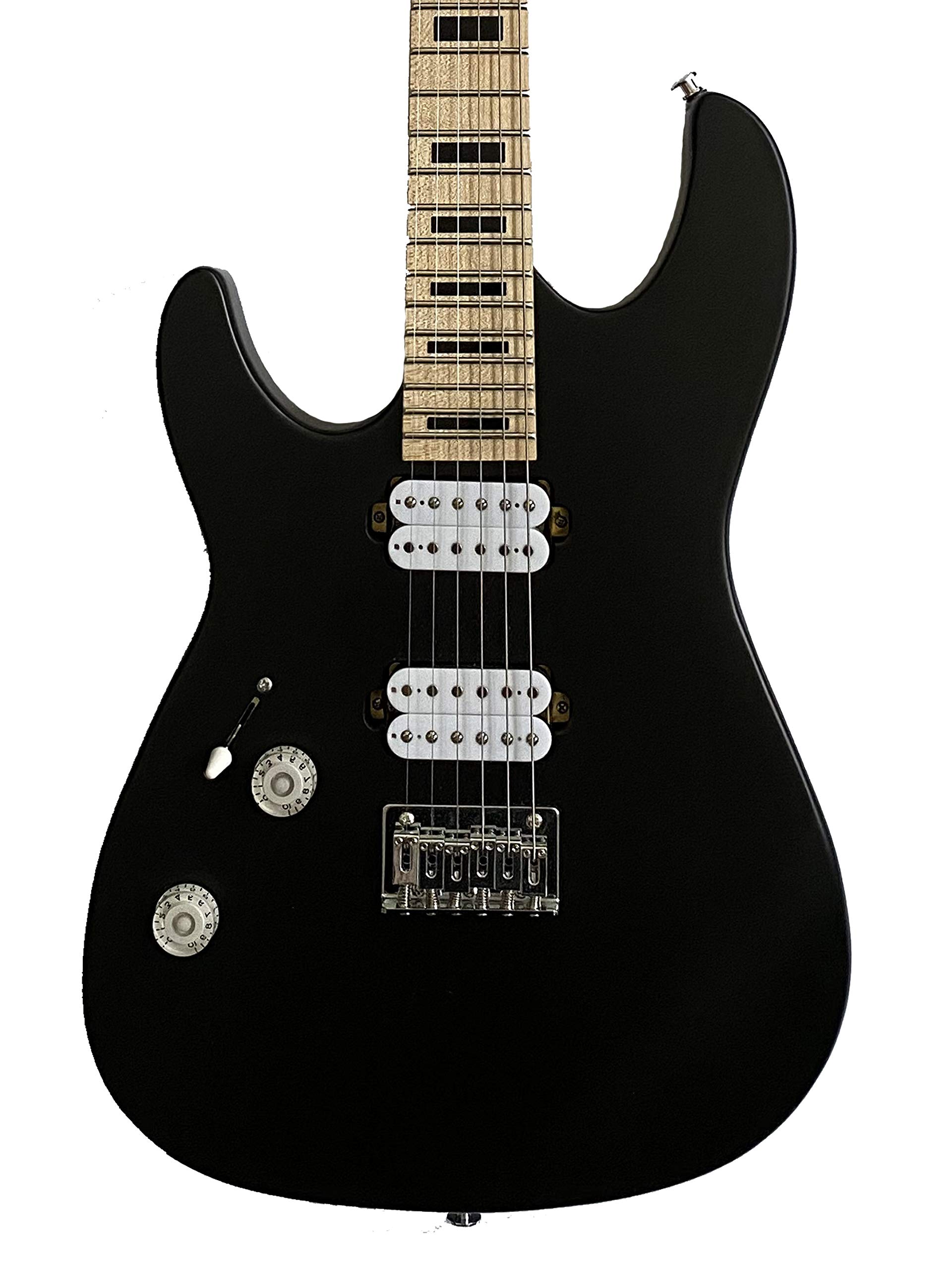 GoDpsMusic 6 String Sawtooth ST-M24 Electric Guitar Player's Pack, Left Handed Satin Black (ST-M24-LH-SBK-PLAY)