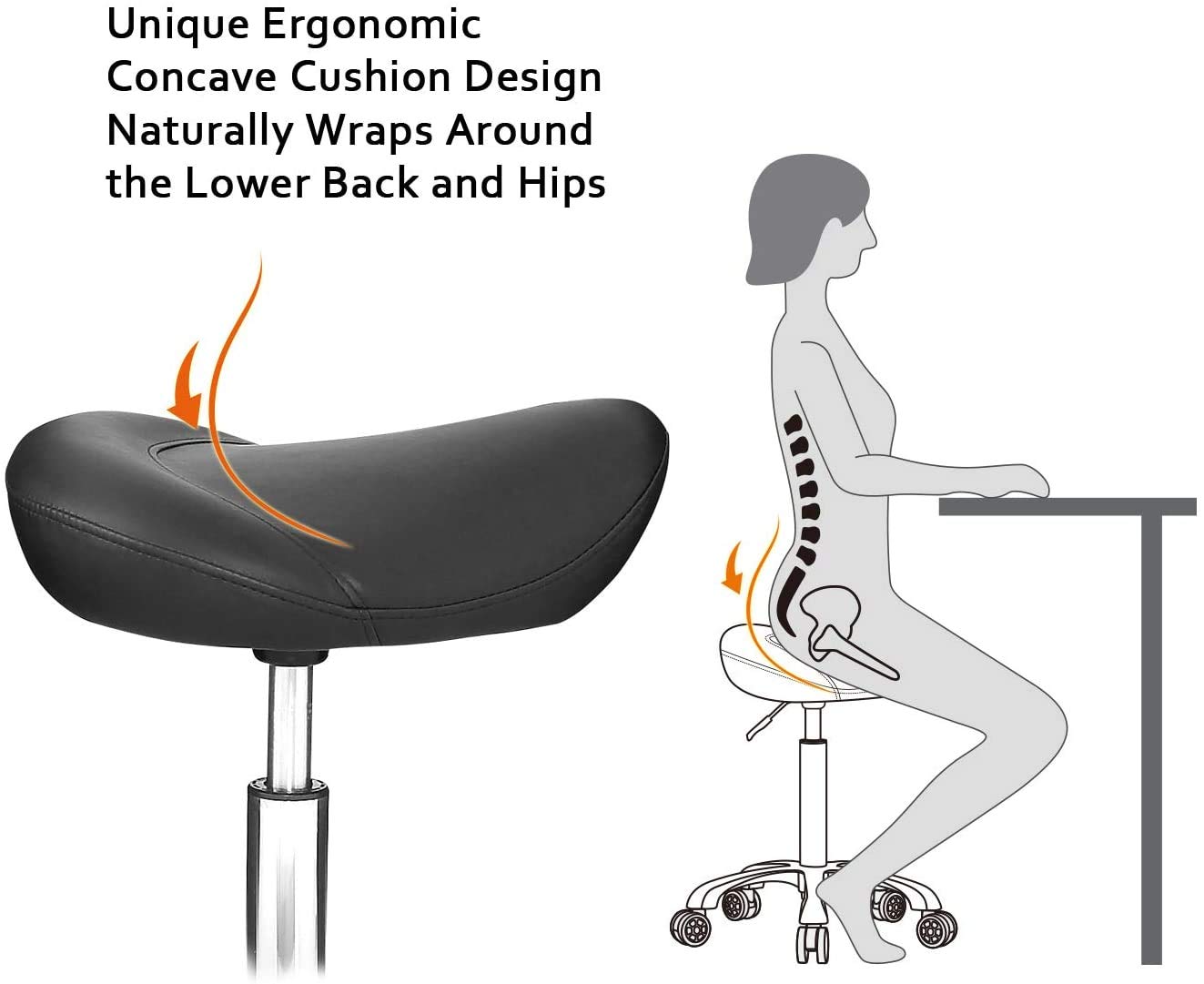 Nazalus Saddle Stool Chair Hydraulic Rolling Swivel Adjustable Stool for Salon Spa Beauty Massage Dental Clinic Home Office Use