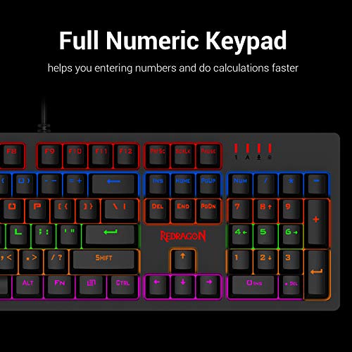 Redragon S117 Gaming Keyboard Mouse Combo Mechanical RGB Rainbow Backlit Keyboard Brown Switches RGB Gaming Mouse for Windows PC Gamers (104 keys)