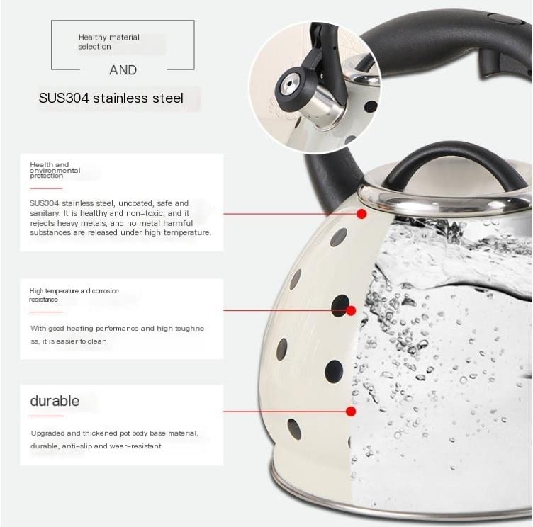 Tea Kettle Stovetop Whistling Teapot Stainless Steel Whistling Kettle 3L Whistling Teapot Water Kettle Boiling Kettle With Heat Insulating Handle Whistle Kettle Stove Top Kettle (Color : Red, Size :