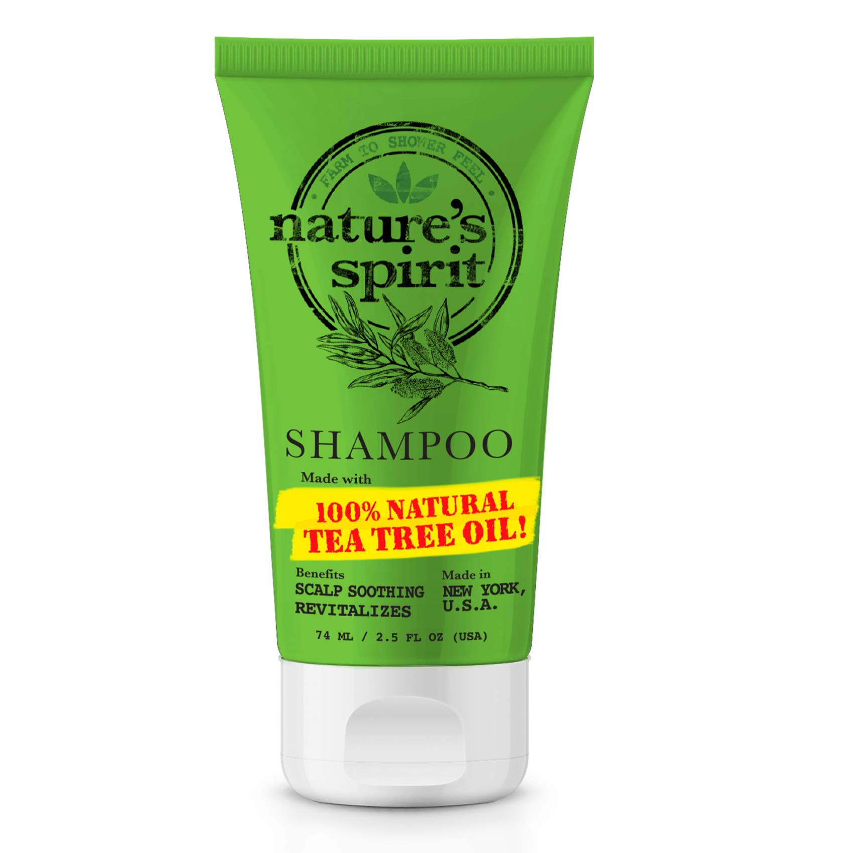 Nature's Spirit 100% Natural Tea Tree Oil Shampoo 2.5 Ounce (BULK PACK OF 12)