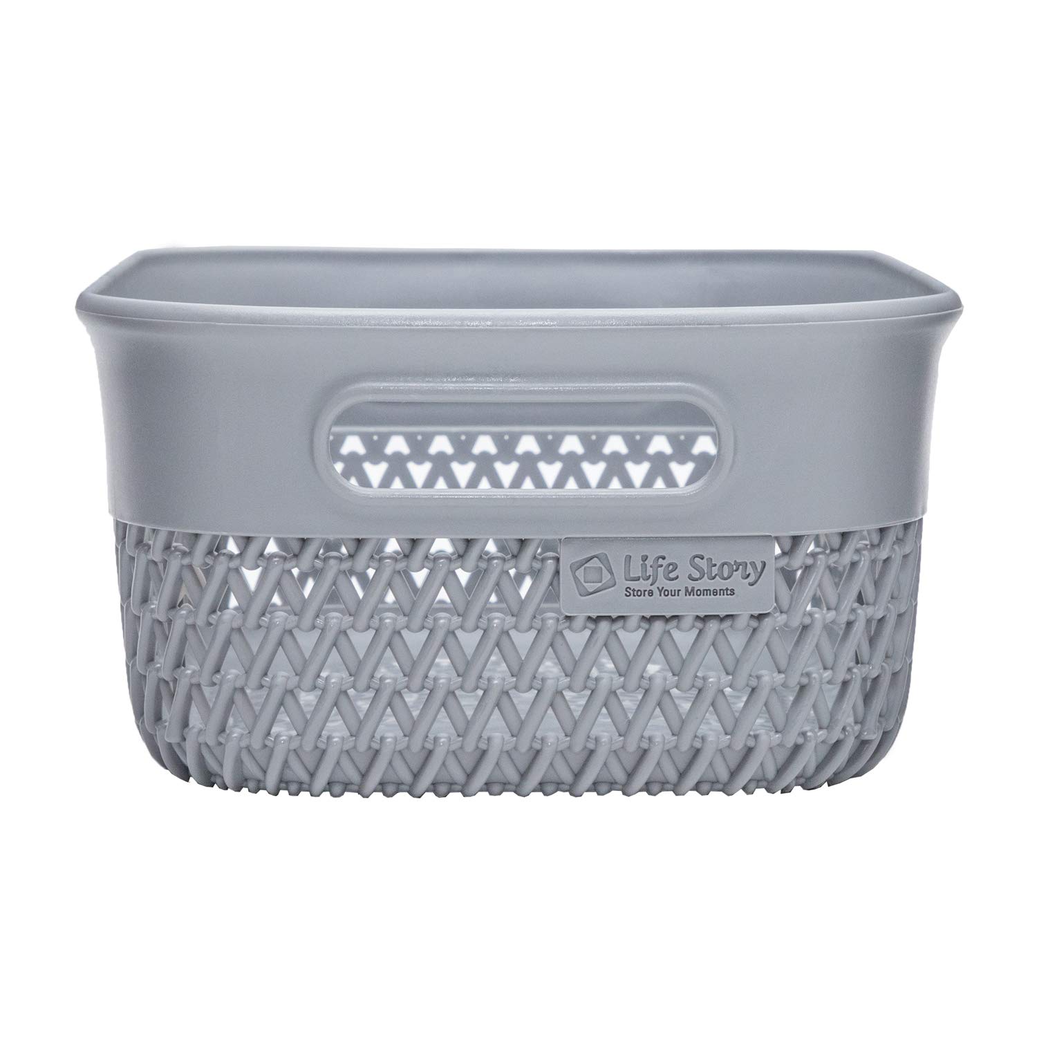 Life Story Lightweight Heavy Duty Storage Trendy Portable Woven Basket 4 Quarts, Grey (14 Pack)