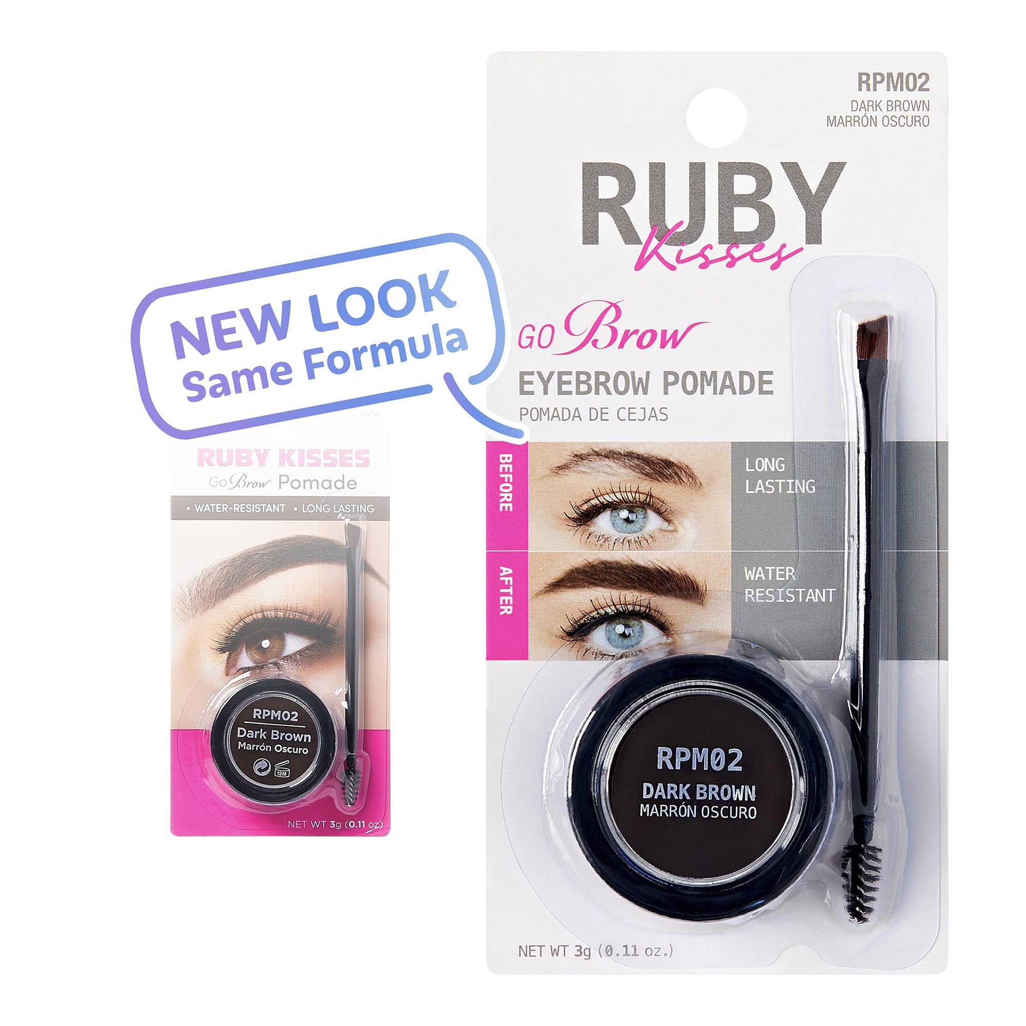 Ruby Kisses Go Brow Pomade for Water-resistant Long-lasting Smudge-proof Eyebrows (Dark Brown)