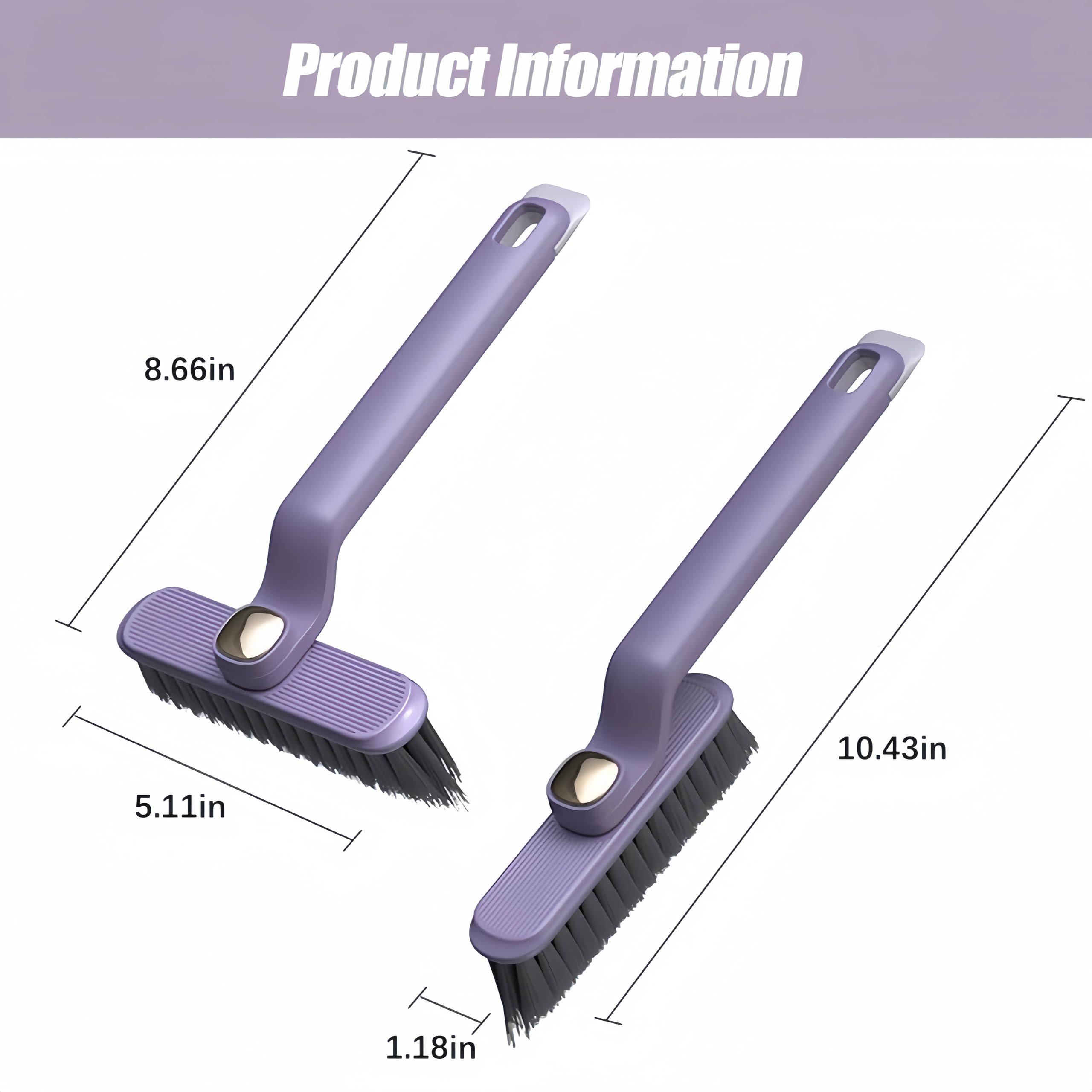 Multi-Function Rotating Crevice Cleaning Brush for Bathroom, Hard Bristle Crevice Gap Cleaning Brushes for Household Use, Kitchen Rotating Crevice Cleaning Tool