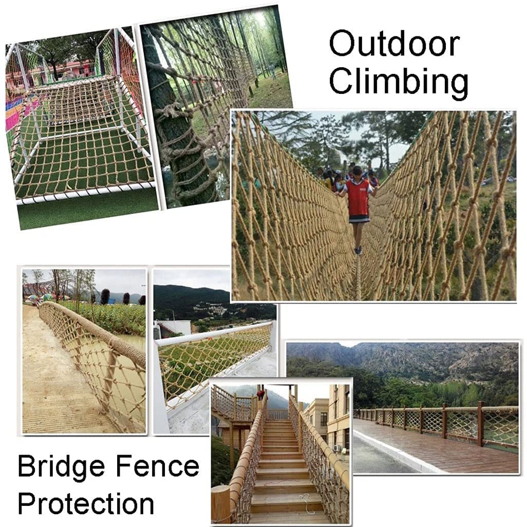 OUYOXI Rope Net for Treehouse, Plants Fence Hemp Rope Netting Children Swing Climbing Safety Net Balcony Railing Protective Net Playground Hammock Cargo Net,8mm / 8cm,Various Sizes (Size: