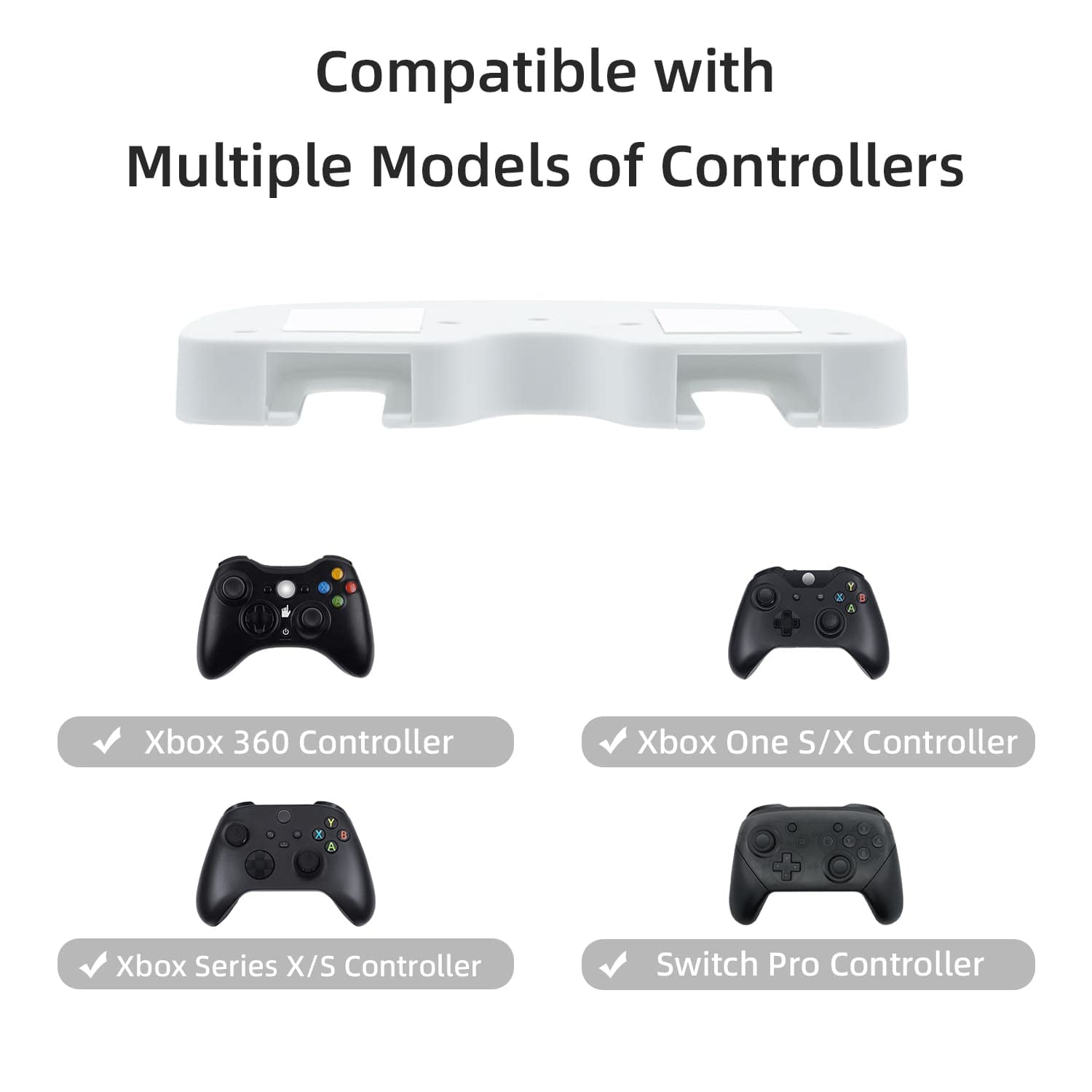 Mcbazel Under Desk Mount for Xbox Series X/S, Xbox One X/S, Xbox One, Xbox 360, Switch Pro Controller, Table Stand Holder Compatible with Xbox and Switch Pro Controller - White