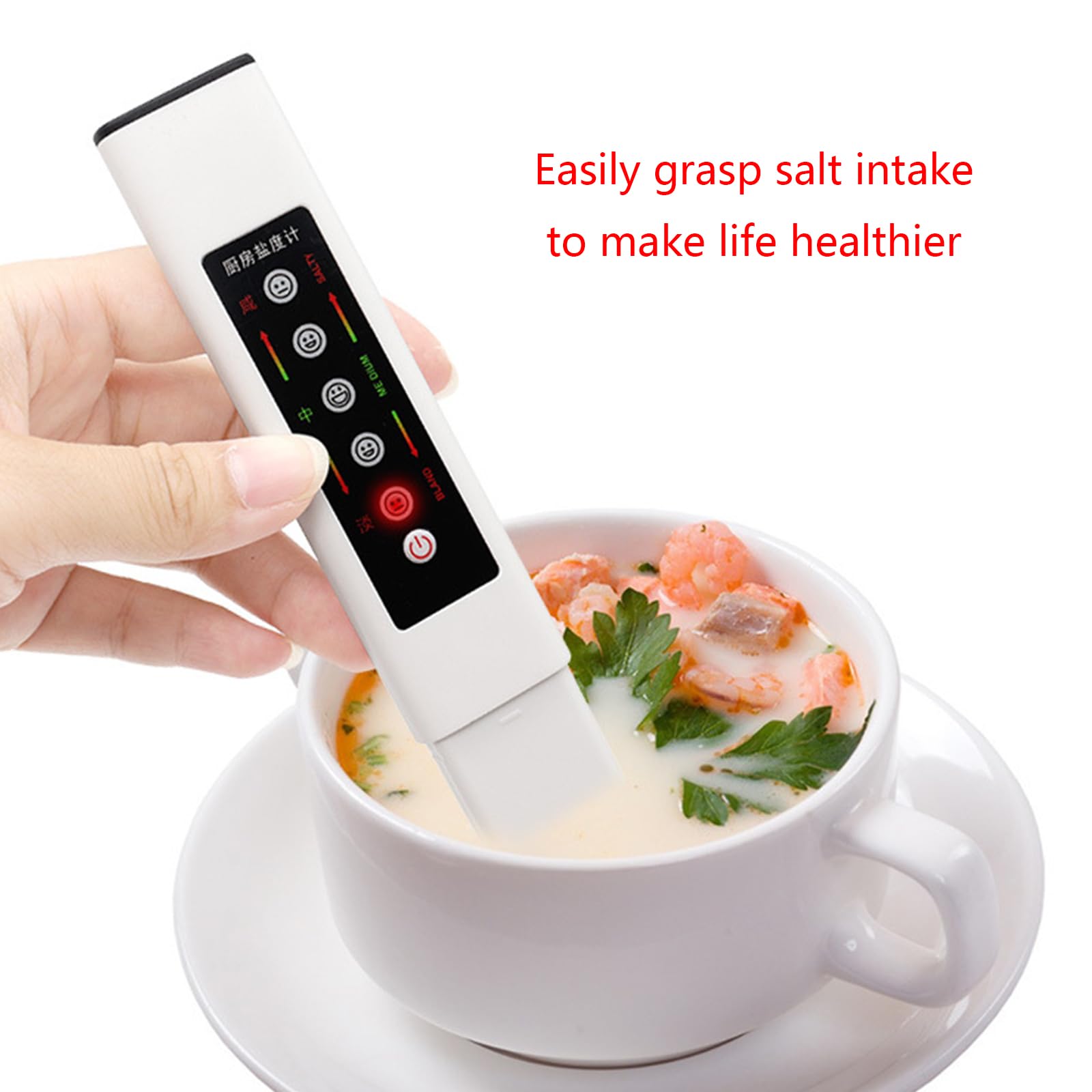 XROLAND Food Salinity Tester Meter Detector, Salinity Electronic Meter Tester, LED Display Salinity Meter Kitchen Supply, Size:Approx.155x29x14mm