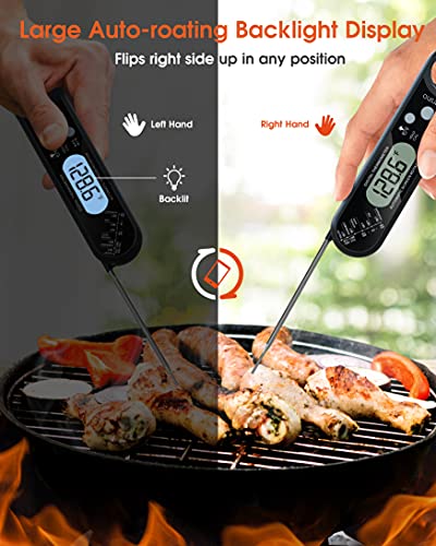 Meat Thermometer,Instant Read Meat Thermometer for Cooking, Fast & Precise Digital Food Thermometer with Backlight, Magnet, Calibration, and Foldable Probe for Deep Fry, BBQ, Grill, and Roast Turkey.