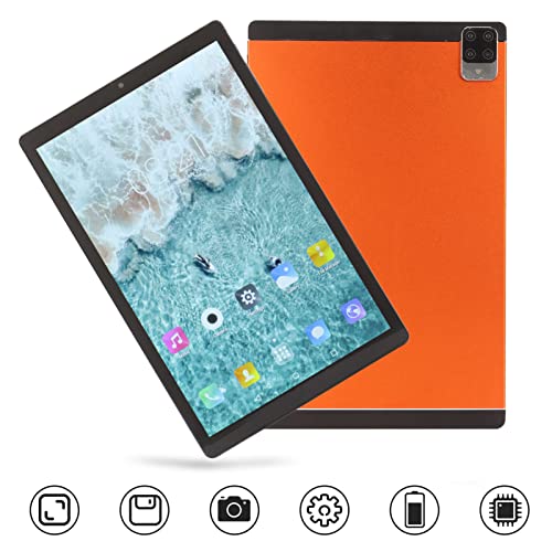 Qinlorgo HD Tablet, Orange Tablet 5G WiFi 10.1 Inch Aluminum Alloy for Office (US Plug)