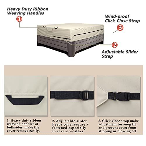 Porch Shield Square Hot Tub Cover - 600D Waterproof Outdoor SPA Hard Cover Protector 85 x 85 inch